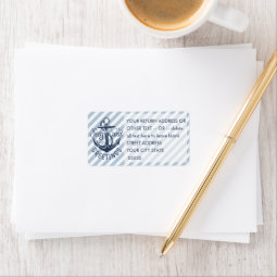Nautical "SEASon's Greetings" Navy/White Stripes Label | Zazzle