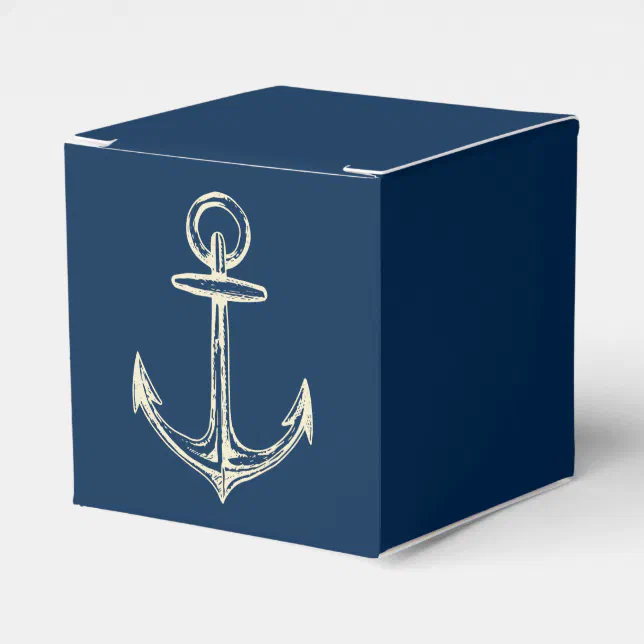 Nautical Ship Anchor Navy Blue & White Vintage Favor Boxes | Zazzle