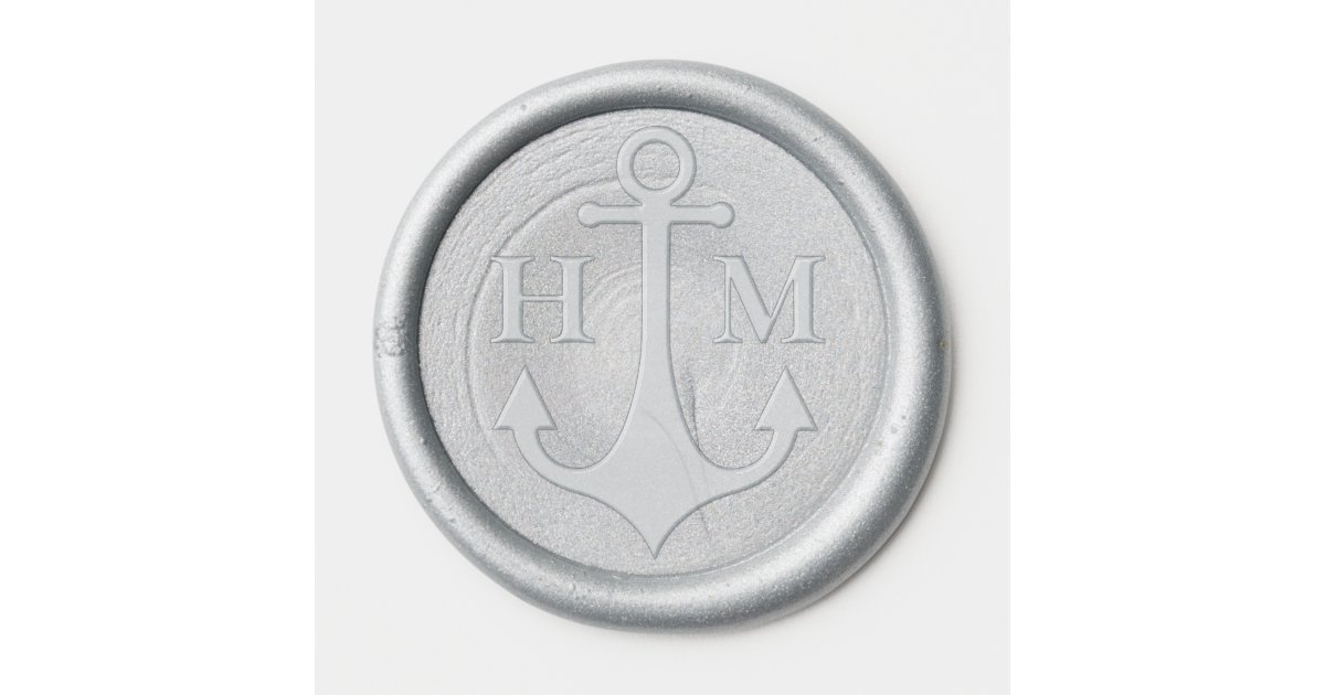 Nautical Ship Anchor Two Letter Wax Seal Sticker | Zazzle