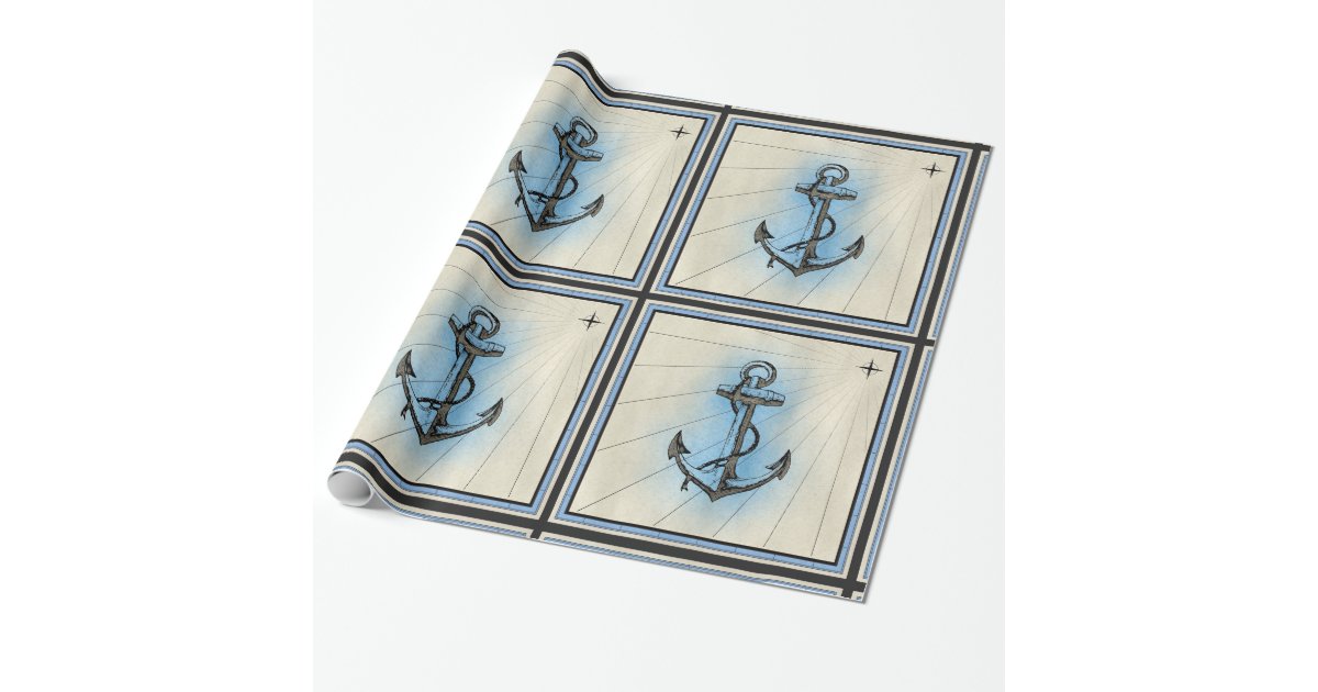 nautical ship anchor wrapping paper | Zazzle