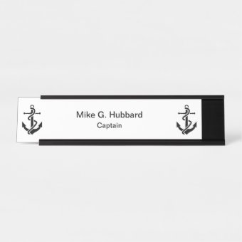 Nautical Ship Captain Monogram Boat Anchor Desk Name Plate | Zazzle