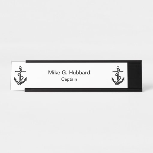 Nautical Ship Captain Monogram Boat Anchor Desk Name Plate | Zazzle