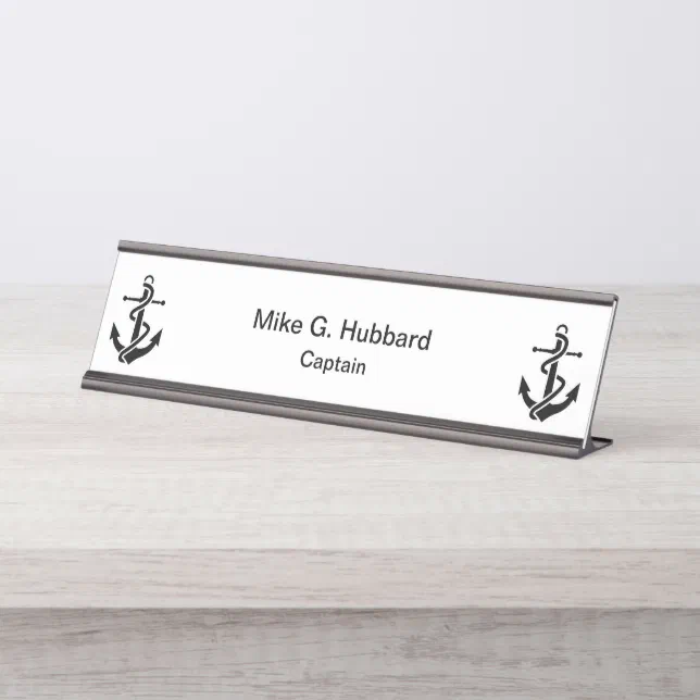 Nautical Ship Captain Monogram Boat Anchor Desk Name Plate | Zazzle