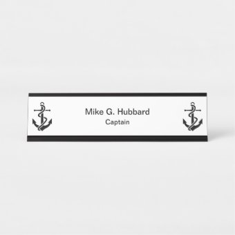 Nautical Ship Captain Monogram Boat Anchor Desk Name Plate | Zazzle