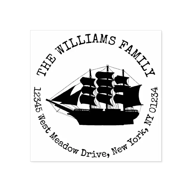 Nautical Ship Create Your Own Return Address Rubber Stamp | Zazzle