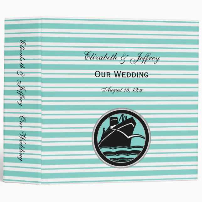 Nautical Ship Lt Blue White Stripe Wedding Binder | Zazzle
