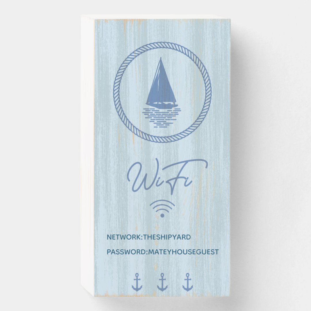 Nautical Ship Rope House Wood WIFI Password Sign | Zazzle