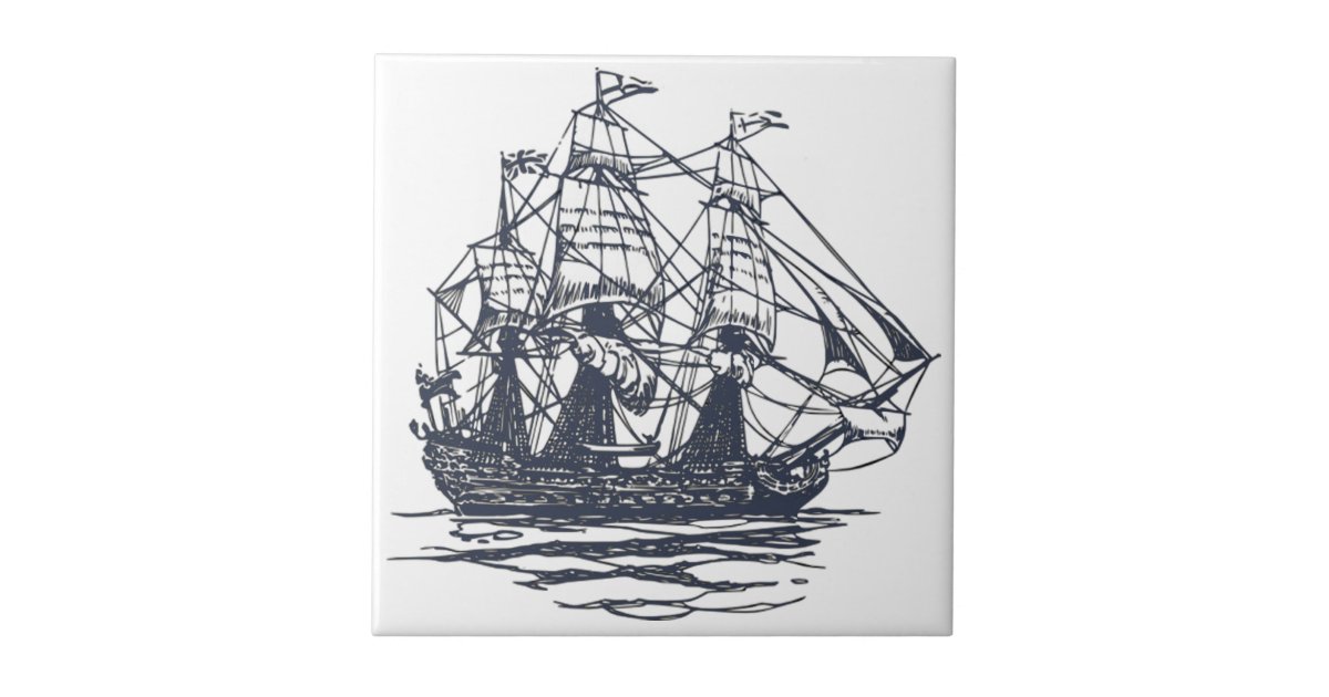 Nautical Ship Tile | Zazzle