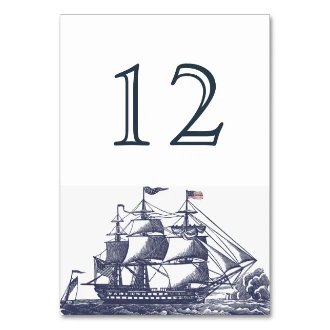 Nautical Ship Wedding Table Number Card | Zazzle