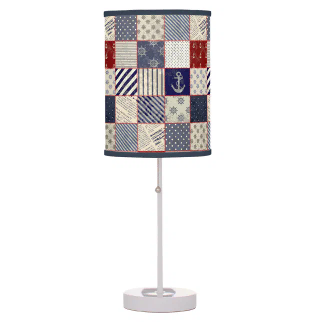 Nautical Ship Wheel Anchor Vintage Design Table Lamp | Zazzle