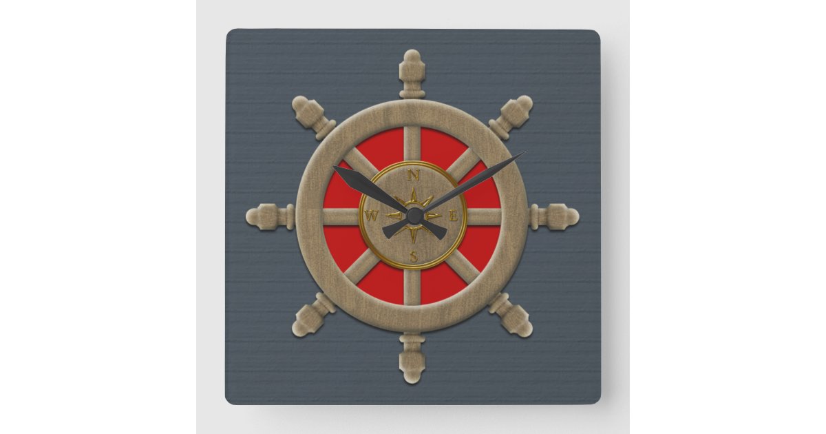 Nautical Ship Wheel Wall Clock | Zazzle