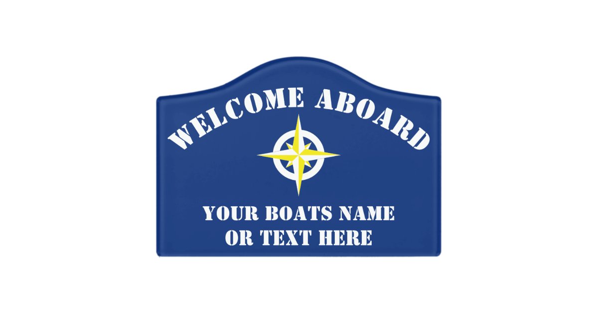 Nautical Ships Compass Welcome Aboard Boat Door Sign Zazzle