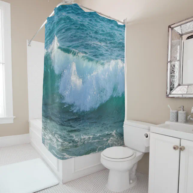 Nautical Shower Curtain, Waves sea shore ocean Shower Curtain | Zazzle
