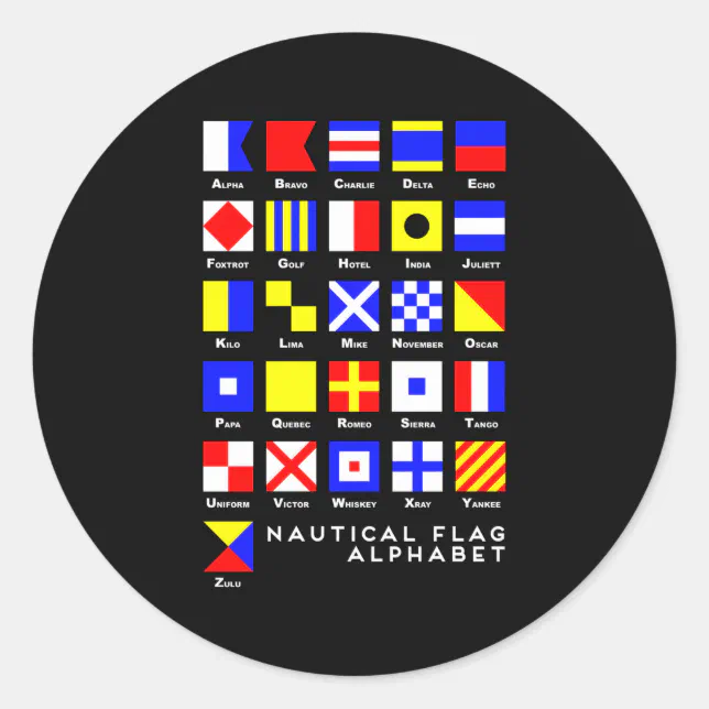 Nautical Signal Flag Alphabet Classic Round Sticker | Zazzle