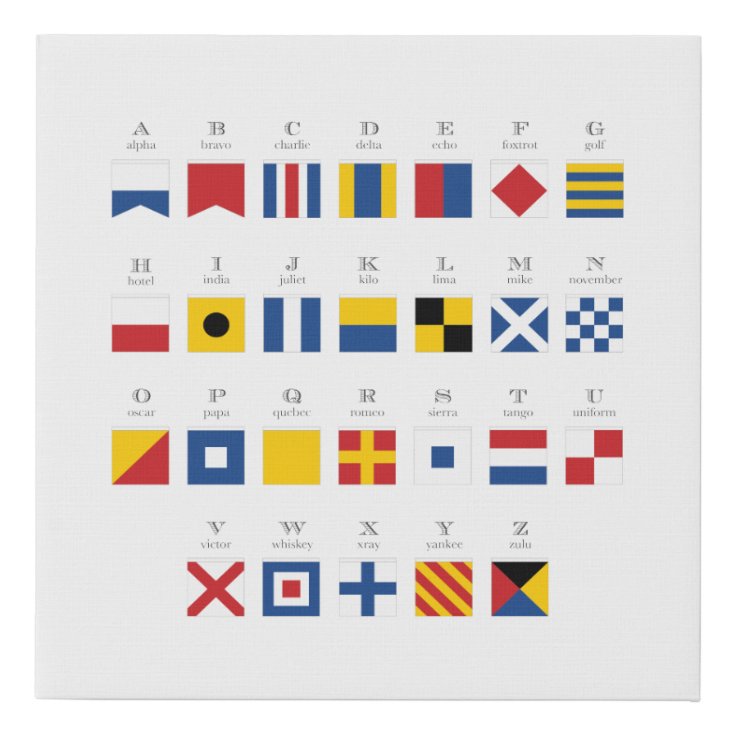 Nautical Signal Flags Alphabet Faux Canvas Print | Zazzle