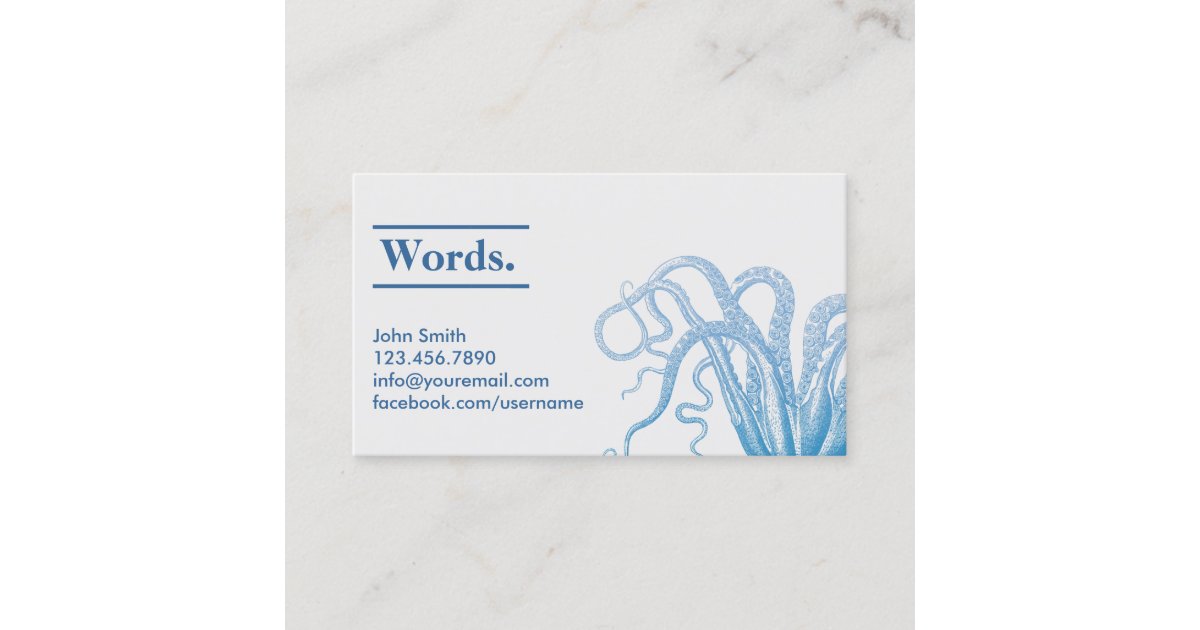 Nautical Silver & Blue Octopus Business Card | Zazzle