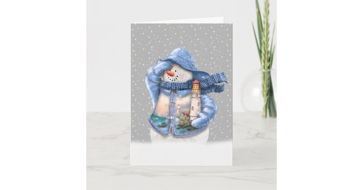 Nautical Snowman in Snowflakes Holiday Card | Zazzle