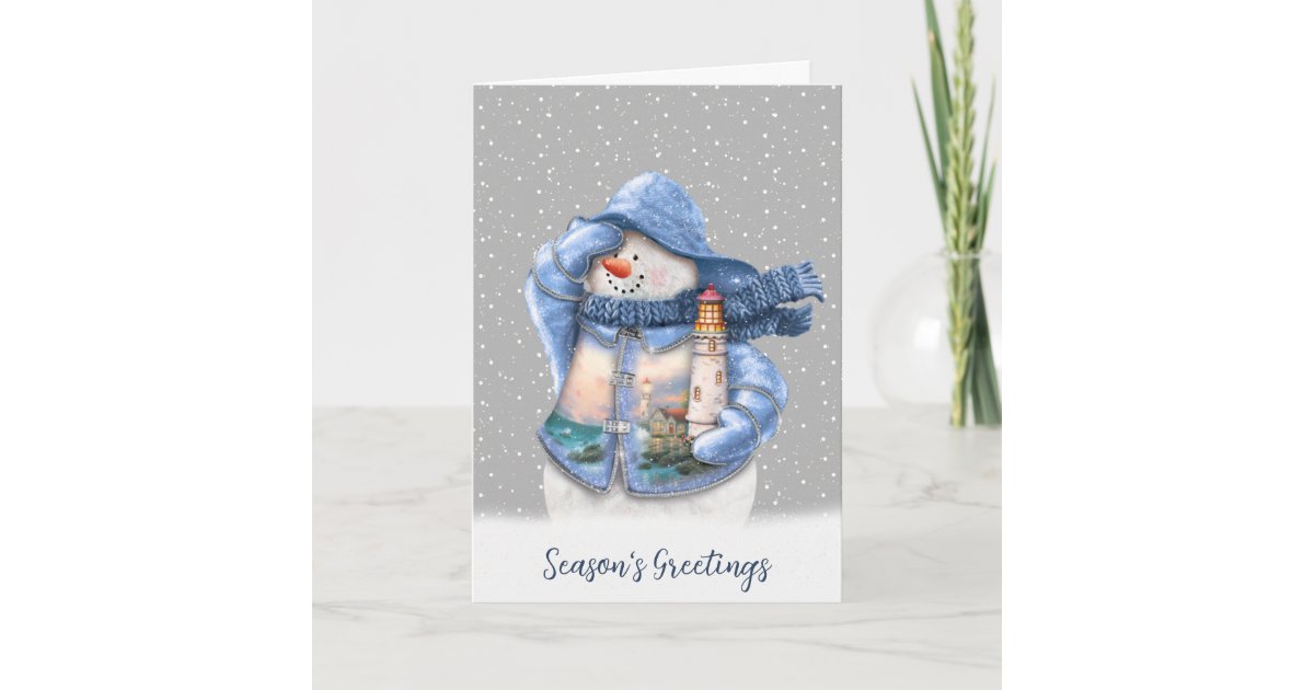 Nautical Snowman Sea Mariner Holiday Card | Zazzle