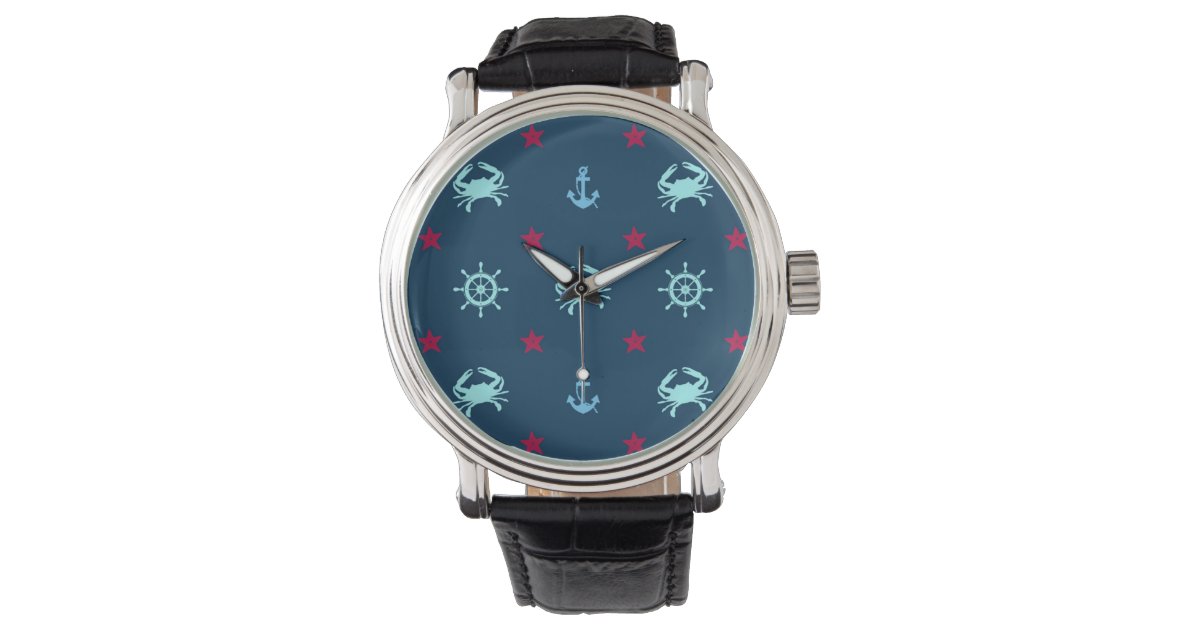 Nautical Star Pattern Watch | Zazzle
