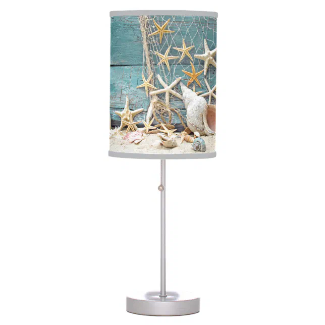 Nautical Starfish and Fisherman Net Table Lamp | Zazzle