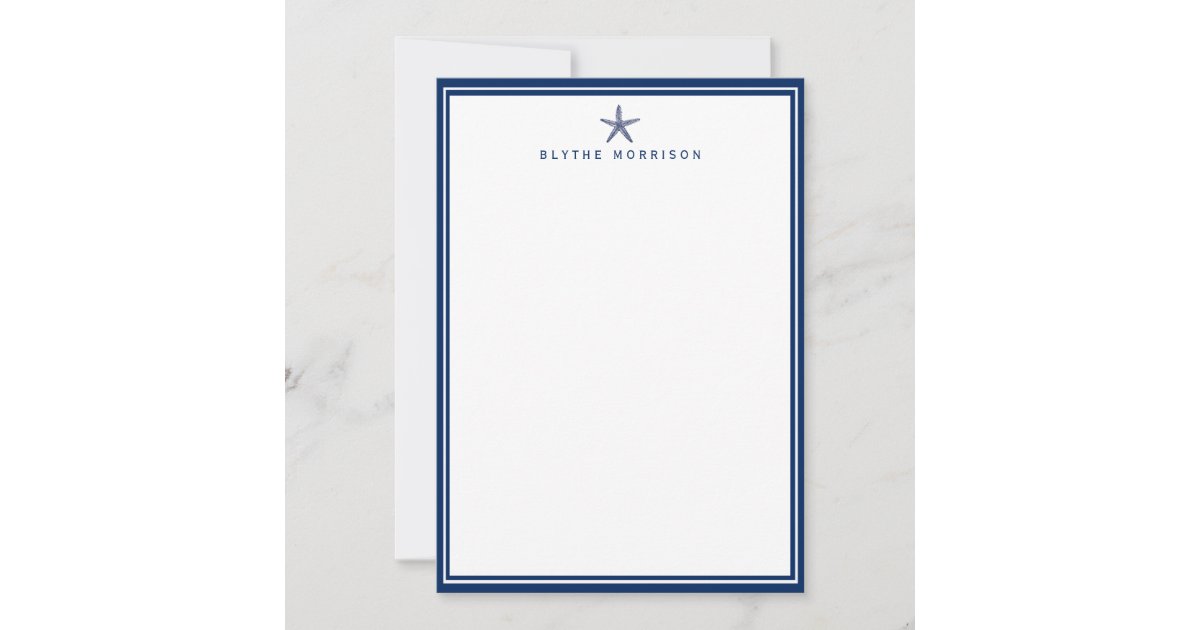 Nautical Starfish Quatrefoil Custom Stationery Note Card | Zazzle