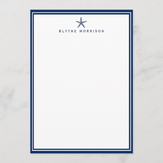 Nautical Starfish Quatrefoil Custom Stationery Note Card | Zazzle.com