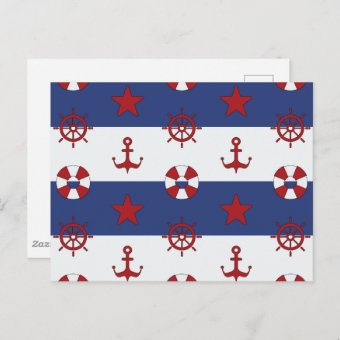 Nautical Stars And Stripes Pattern Postcard | Zazzle