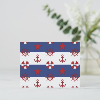 Nautical Stars And Stripes Pattern Postcard | Zazzle