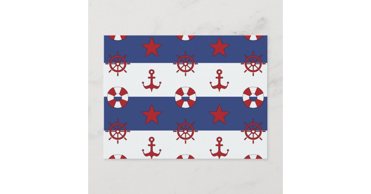 Nautical Stars And Stripes Pattern Postcard | Zazzle