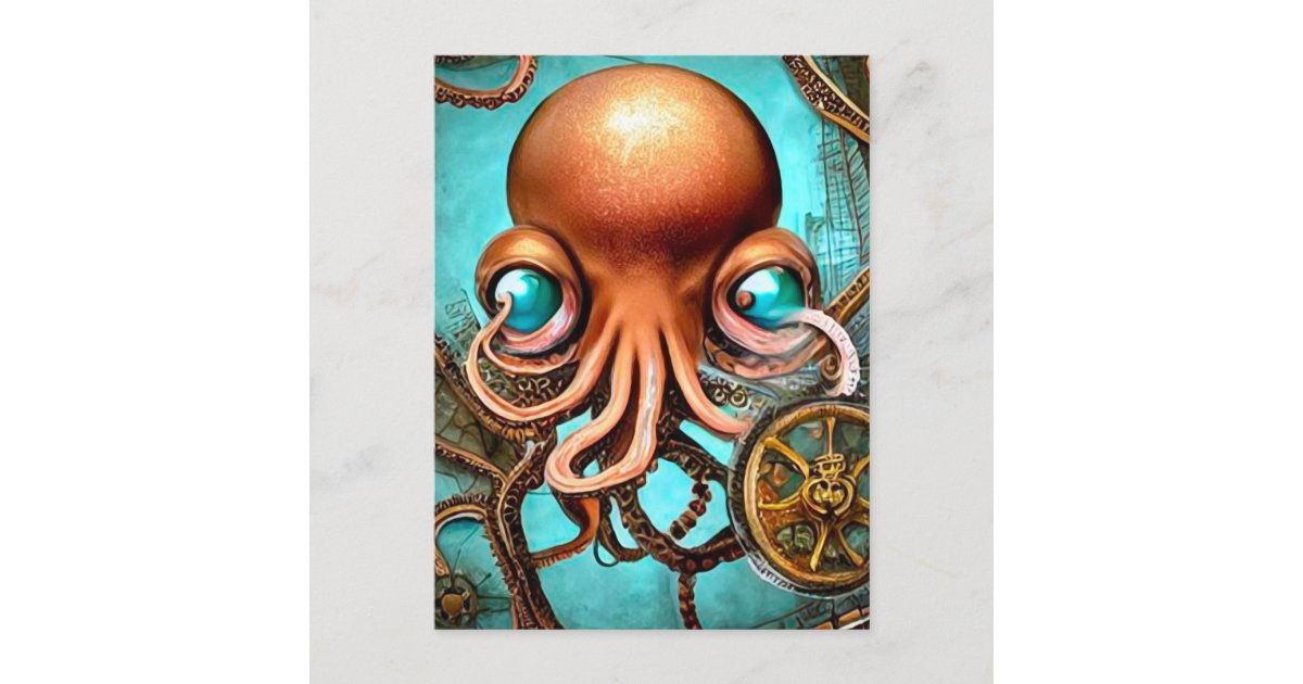 Nautical Steampunk Monster Octopus Postcard | Zazzle