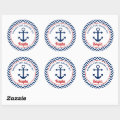 Nautical Sticker (Personalized) - Navy Blue & Red | Zazzle