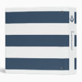 Nautical Stripe and Anchor Navy Blue 3 Ring Binder | Zazzle