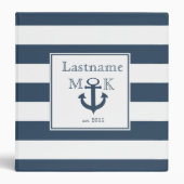 Nautical Stripe and Anchor Navy Blue Binder | Zazzle