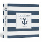 Nautical Stripe and Anchor Navy Blue Binder | Zazzle