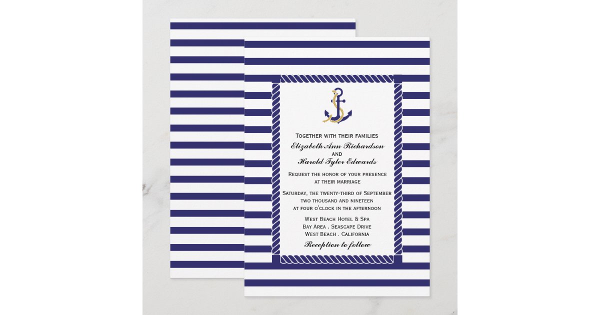 Nautical Stripe Wedding Invitation | Zazzle