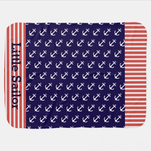 Nautical Stripes Anchors Baby Blanket | Zazzle