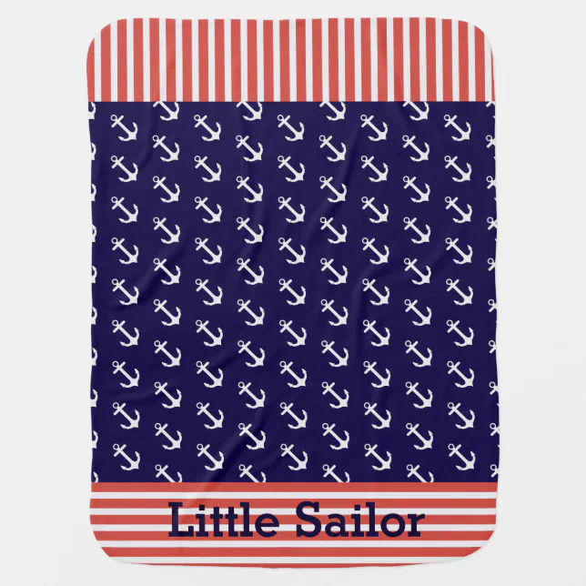 Nautical Stripes Anchors Baby Blanket | Zazzle