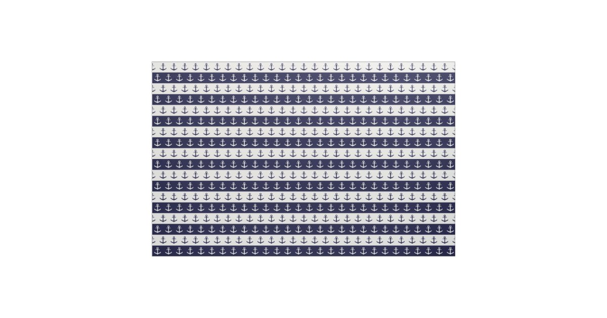 Nautical stripes and anchor pattern fabric | Zazzle