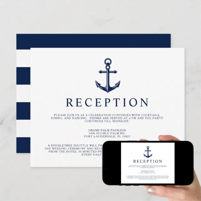 Nautical Style Anchor Reception Invitation | Zazzle