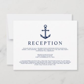 Nautical Style Anchor Reception Invitation | Zazzle
