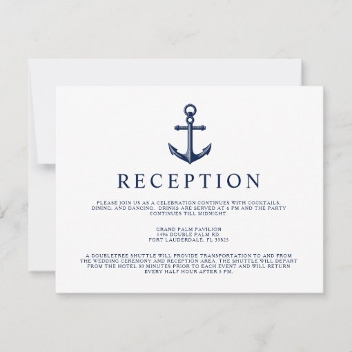 Nautical Style Anchor Reception Invitation | Zazzle
