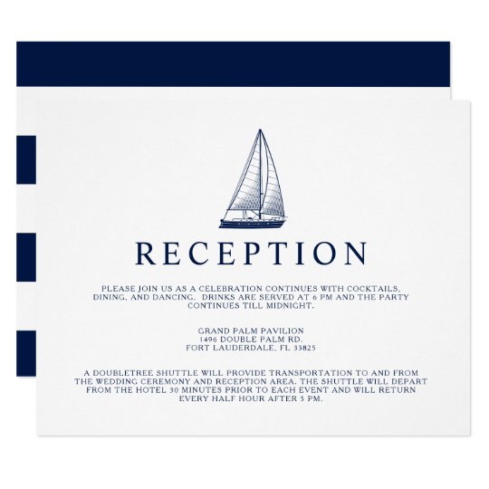 Nautical Style Sailboat Reception Invitation | Zazzle.com