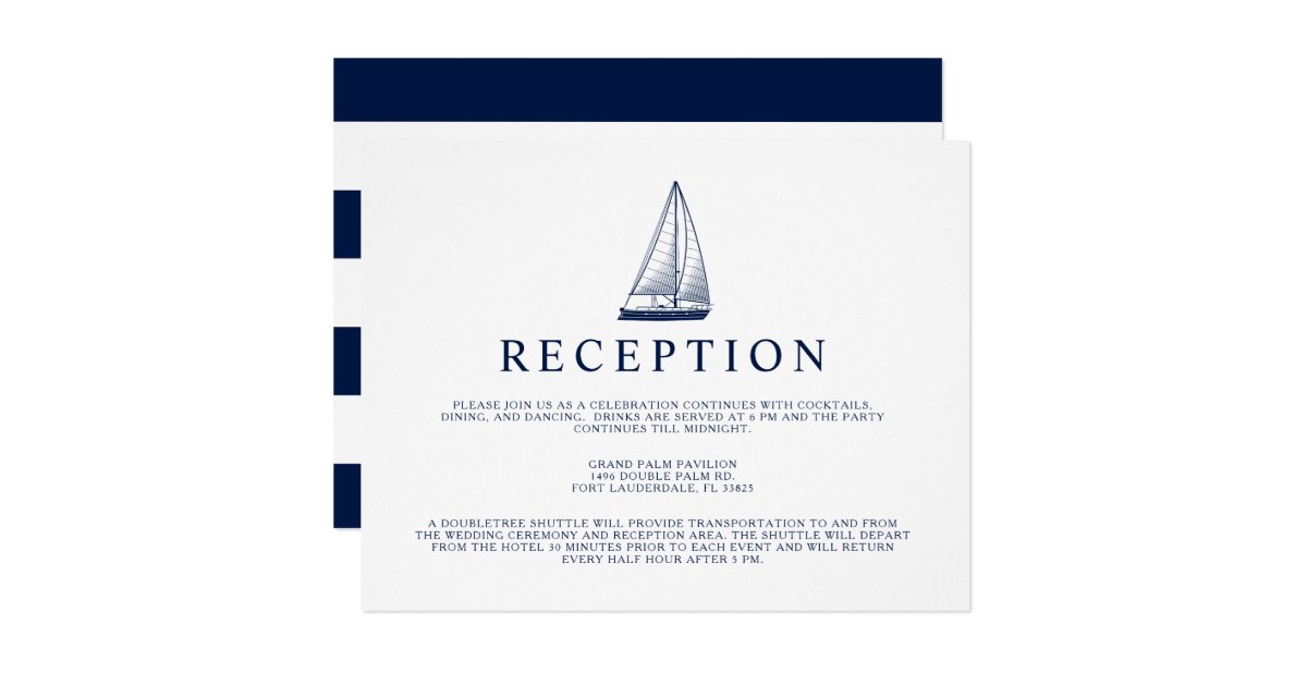 Nautical Style Sailboat Reception Invitation | Zazzle.com