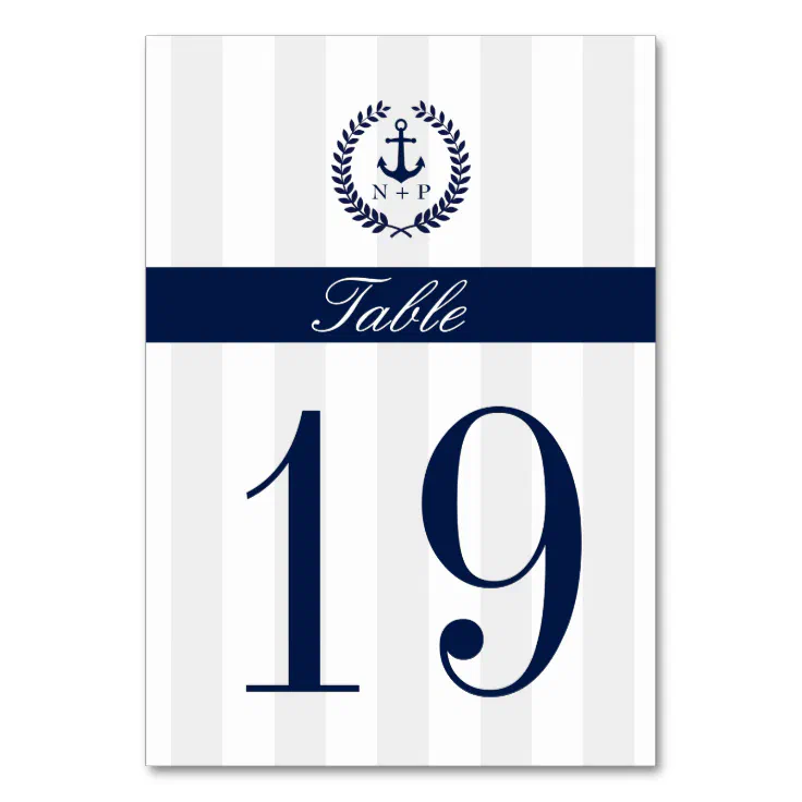 Nautical Style Wedding Table Number | Zazzle