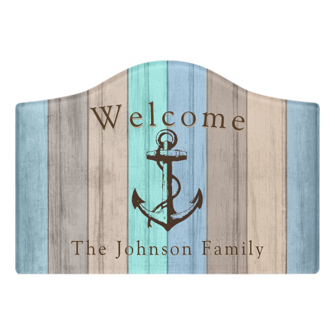 Nautical Summer Beach Wood Anchor - Welcome Door Sign | Zazzle