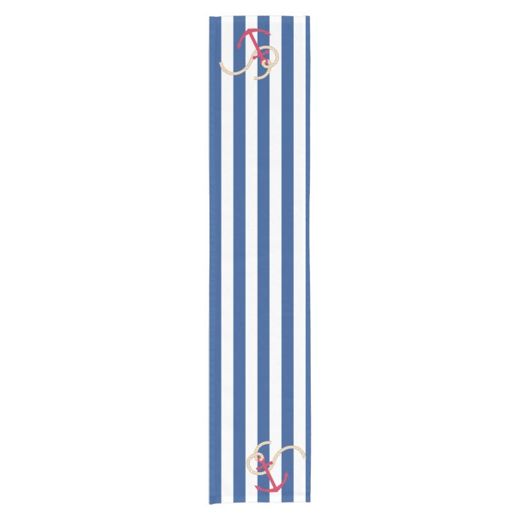 Nautical Table Runner with Rope and Anchor | Zazzle