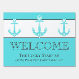Nautical Teal Turquoise Anchor beach house Sign | Zazzle
