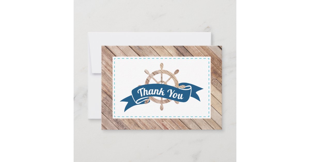 Nautical Thank You Card in Navy Blue and Aqua | Zazzle