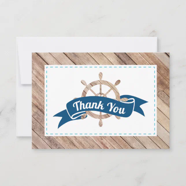 Nautical Thank You Card in Navy Blue and Aqua | Zazzle