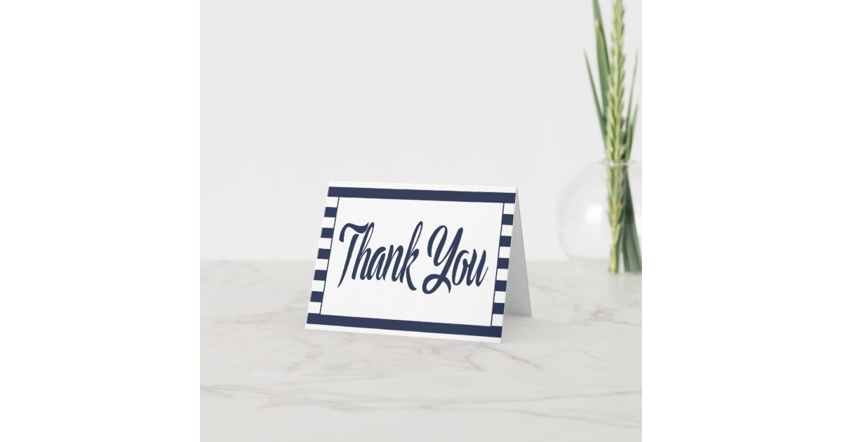 Nautical Thank You Navy blue & White Stripes Beach | Zazzle
